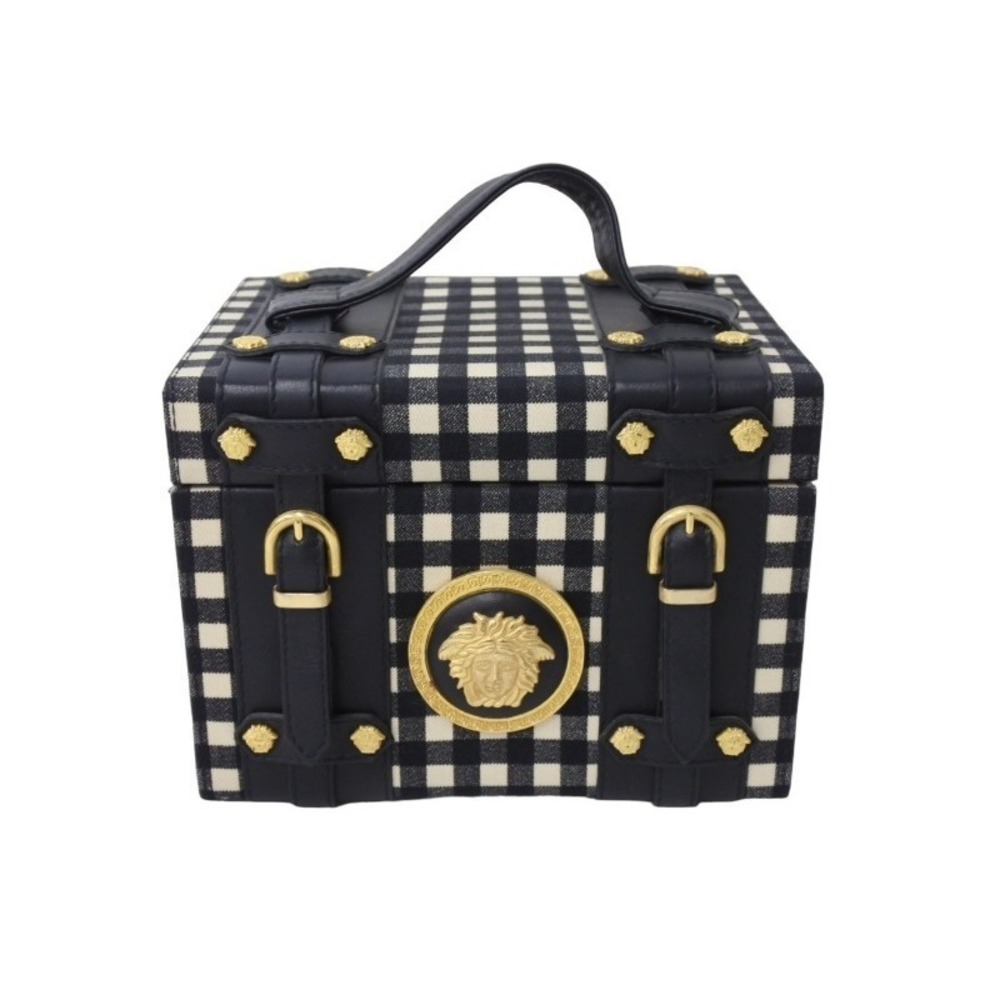 Versace Vanity Trunk Medusa Gingham Check Black White - Gem